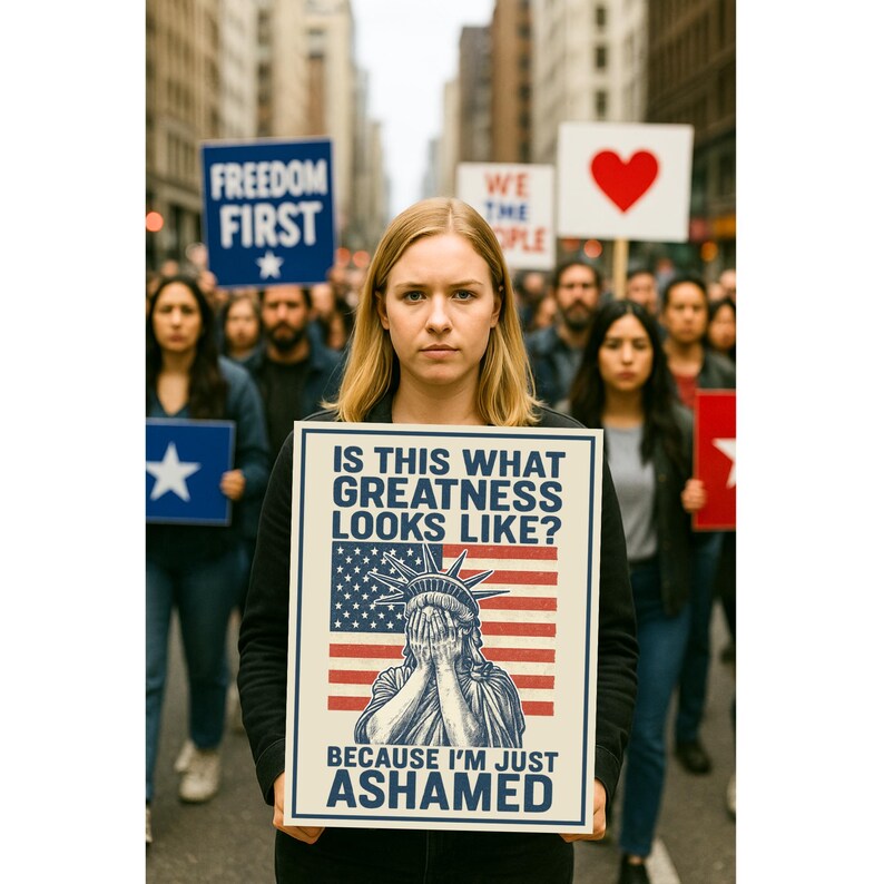 Ashamed Statue of Liberty Protest Sign, Anti Trump Yard Sign, Political ...