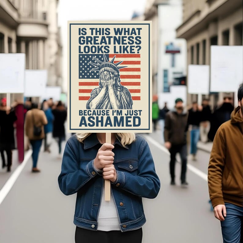 Ashamed Statue of Liberty Protest Sign, Anti Trump Yard Sign, Political ...