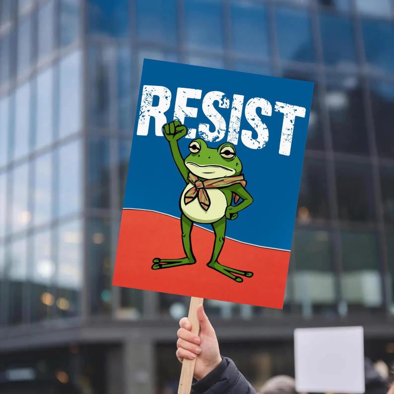 Portland Frog Anti-ice Protest Sign, Anti-trump, No Kings in America ...