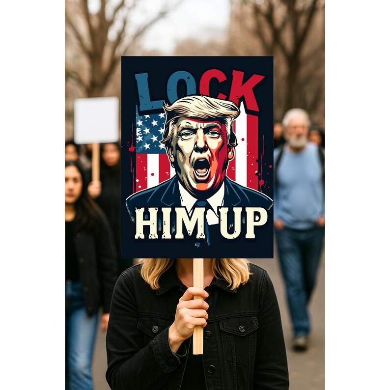Lock Him up Protest Poster, Anti Trump Political Print, Democracy ...