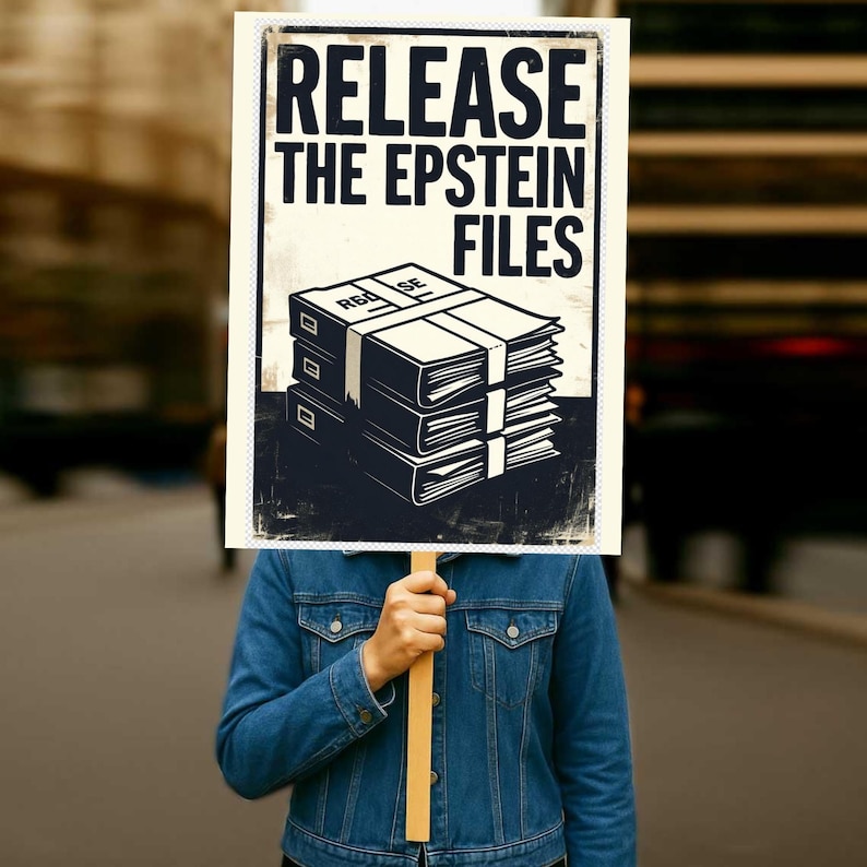 Release Epstein Files Protest Poster, Epstein Files Redacted Document ...