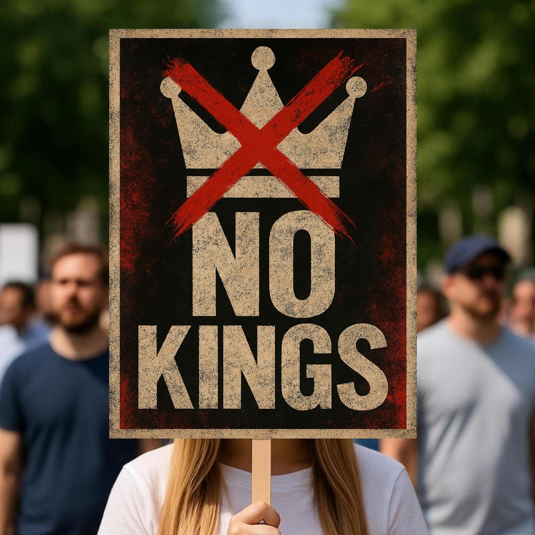 No Kings Protest Sign, Anti Trump Poster, Resist Tyranny Wall Art, Pro ...