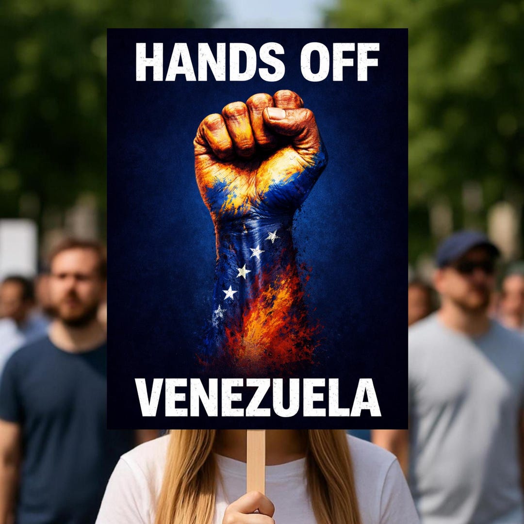 Hands off Venezuela Rally Sign, Anti War Political Protest Poster, Anti ...