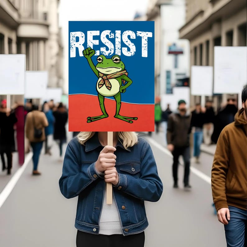 Portland Frog Anti-ice Protest Sign, Anti-trump, No Kings in America ...