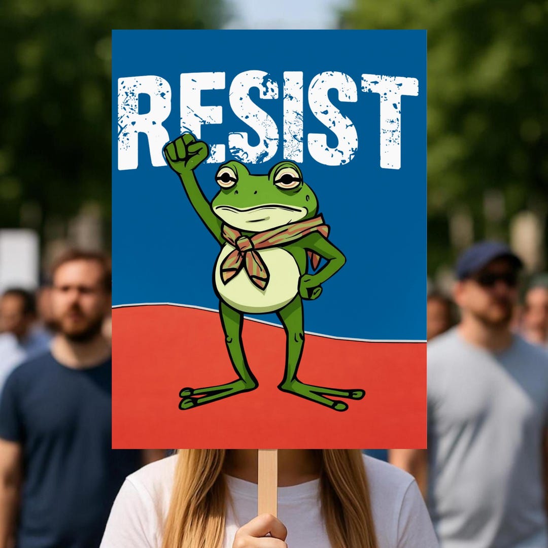 Portland Frog Anti-ice Protest Sign, Anti-trump, No Kings in America ...