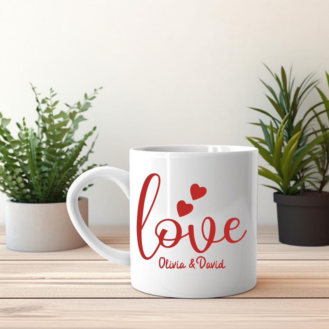 Personalized Love Mug With Names, Custom Couple Coffee Cup, Valentine’s ...