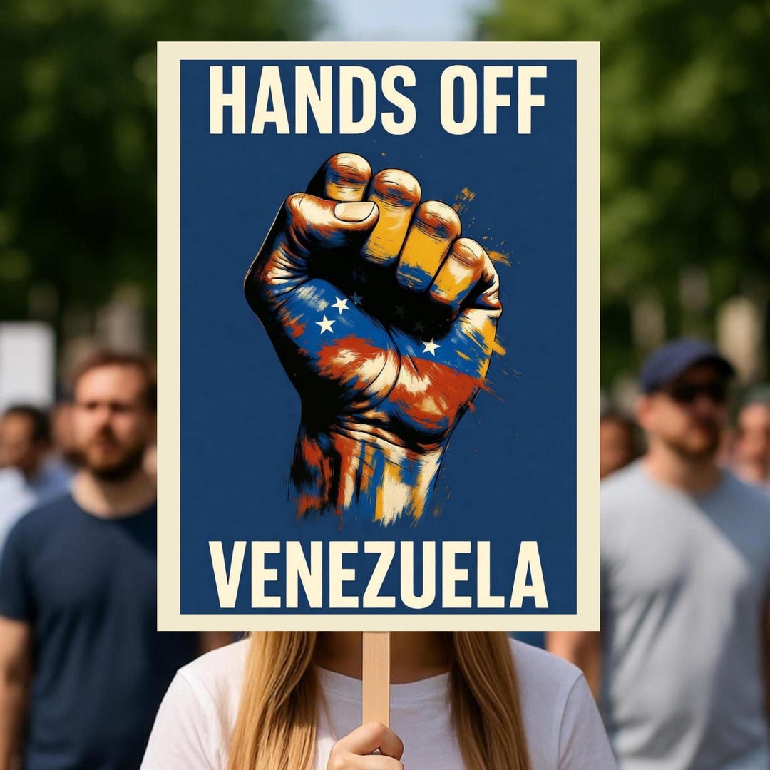 Hands off Venezuela Protest Sign – Anti Intervention Poster, Political ...
