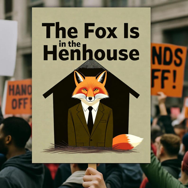The Fox is in the Henhouse Protest Poster, Political Wall Art, Activist ...