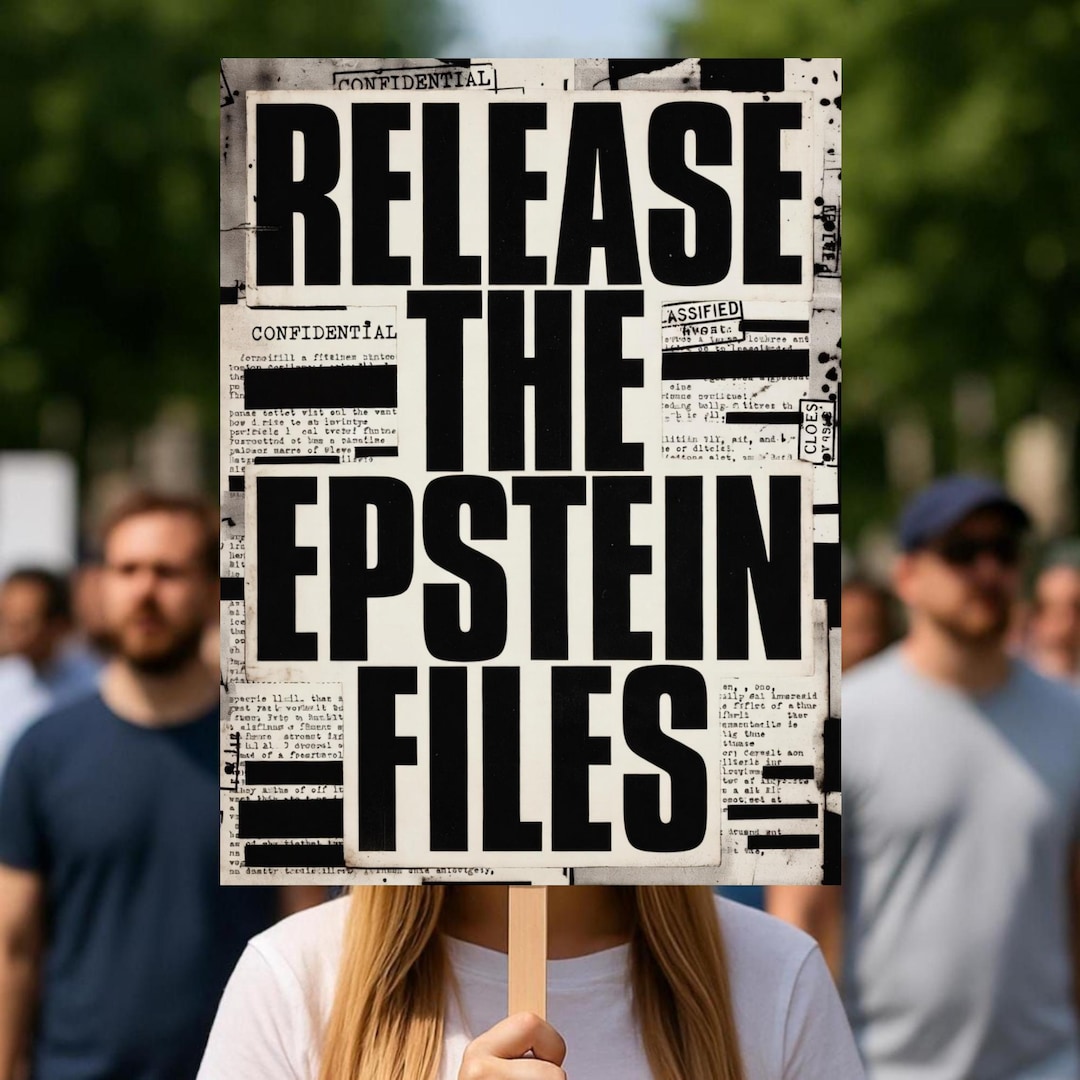 Release Epstein Files Protest Sign, Epstein Files Redacted Document ...