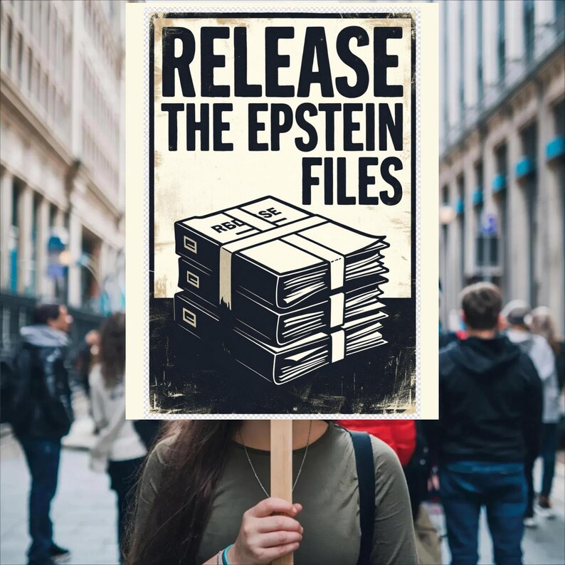 Release Epstein Files Protest Poster, Epstein Files Redacted Document ...