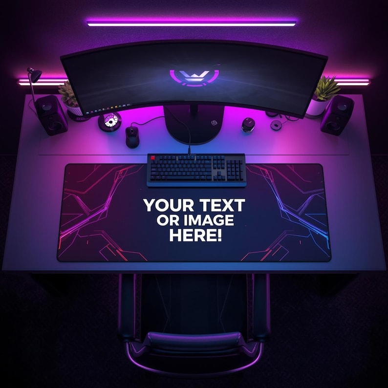 Custom Gaming Mouse Pad | Personalized RGB Desk Mat | Extended Neon ...