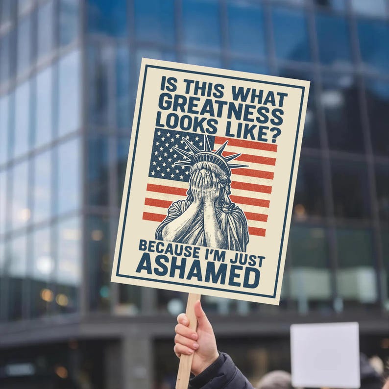 Ashamed Statue of Liberty Protest Sign, Anti Trump Yard Sign, Political ...