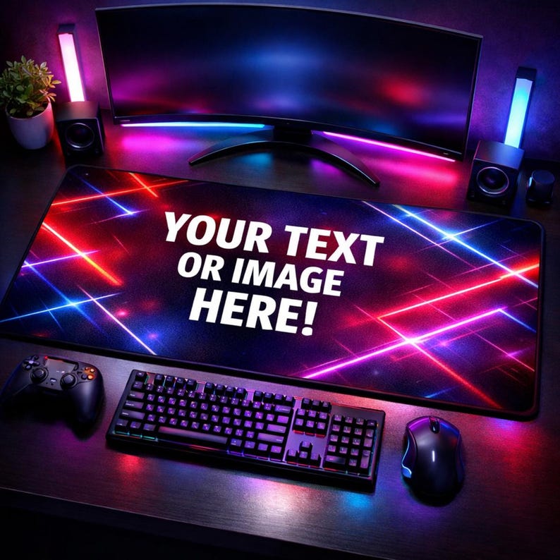 Custom Gaming Mouse Pad | Personalized RGB Desk Mat | Extended Neon ...