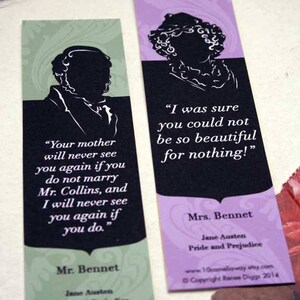 Printable Jane Austen Bookmarks Pride and Prejudice - Etsy