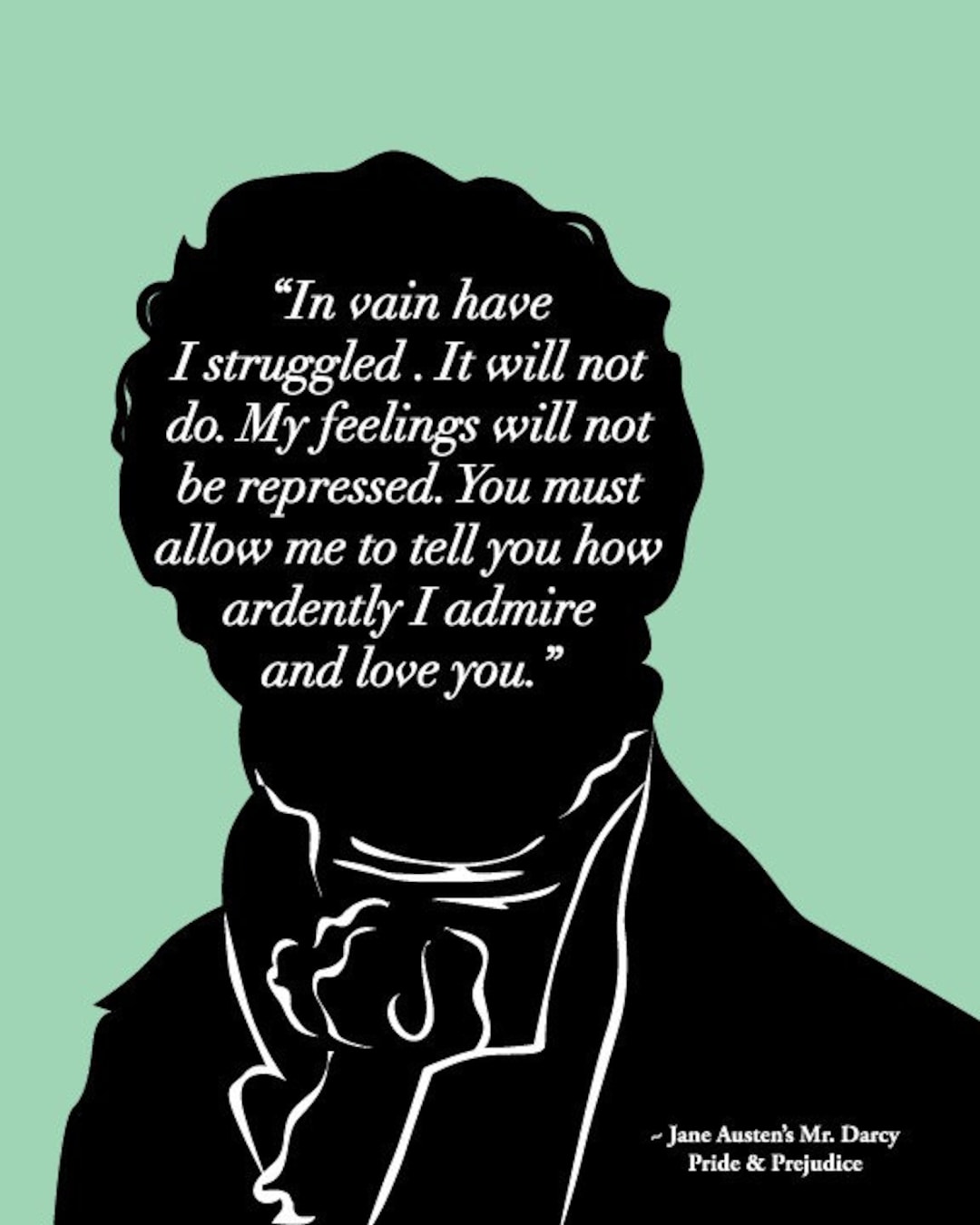 Jane Austen Art Print, Mr Darcy Proposal, Pride and Prejudice Art Print ...