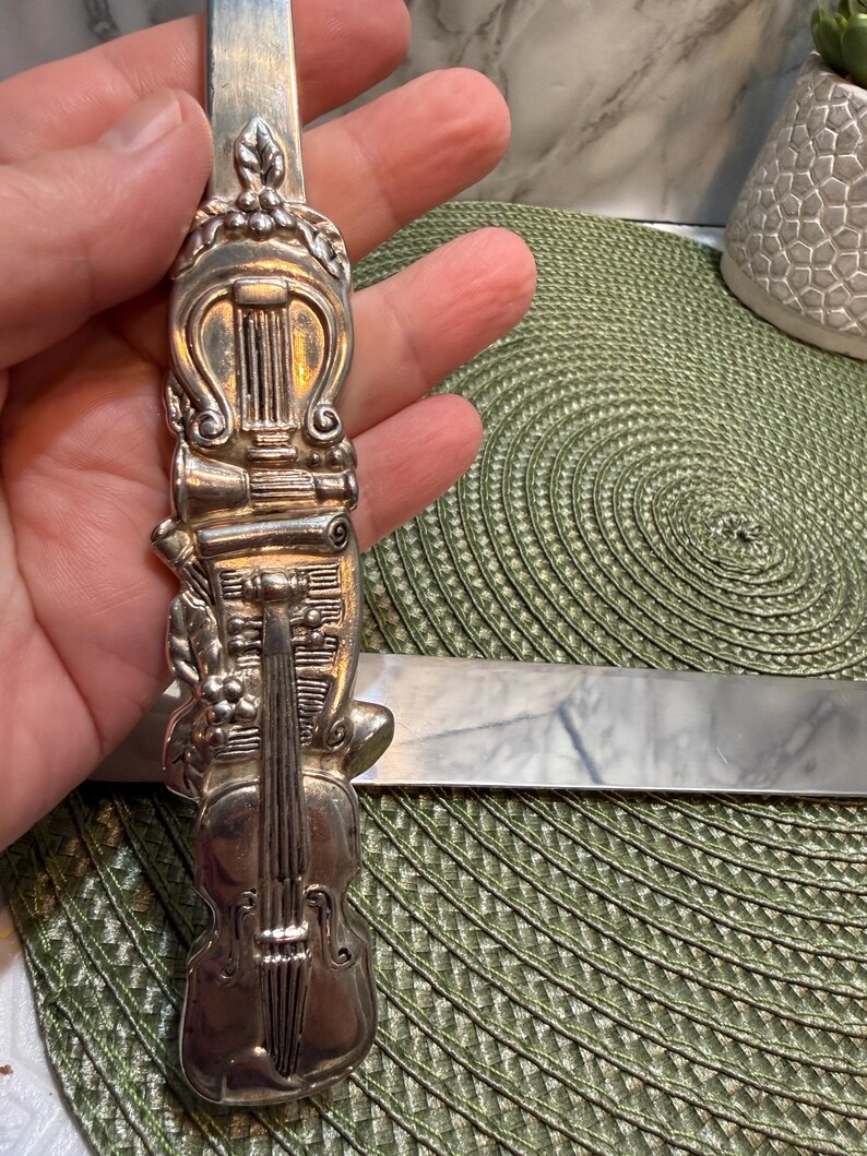 Vintage Godinger Silver Plate Violin Handle Serving Set - Knife, Fork ...