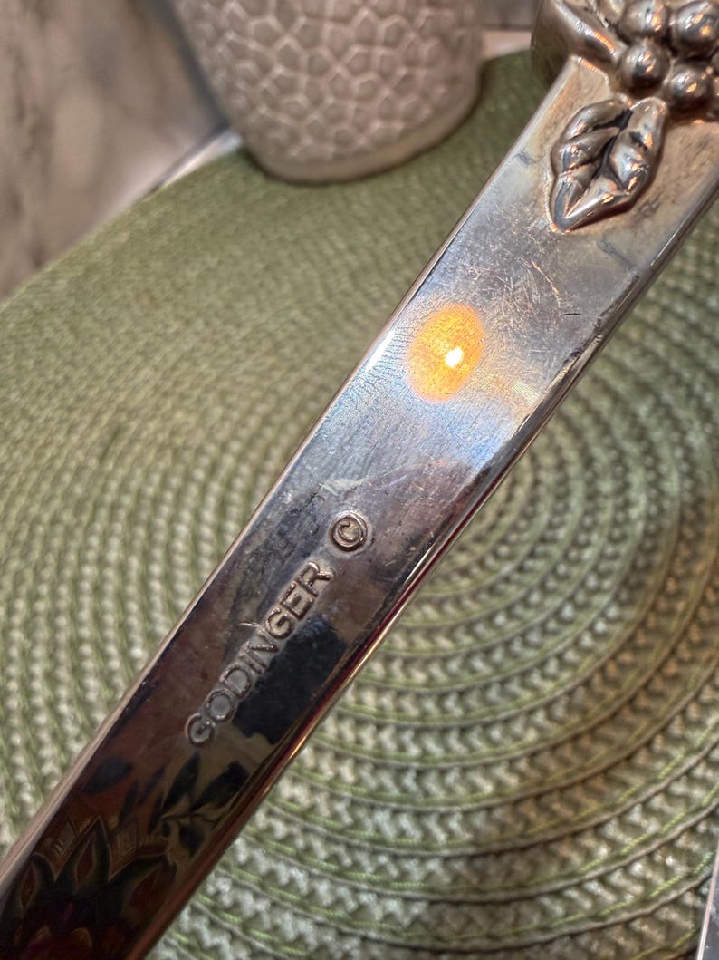 Vintage Godinger Silver Plate Violin Handle Serving Set - Knife, Fork ...