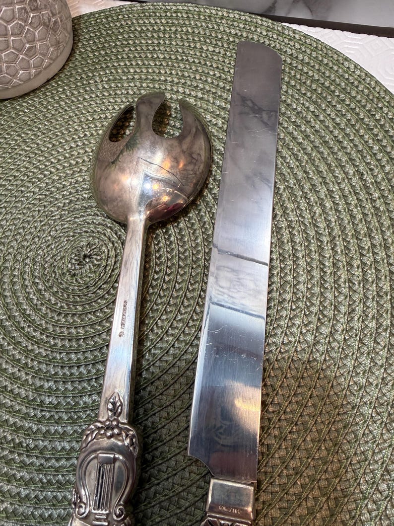 Vintage Godinger Silver Plate Violin Handle Serving Set - Knife, Fork ...