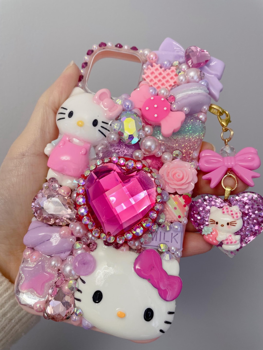 Kawaii Pink Bling Kitty Decoden Custom Phone Case - Etsy