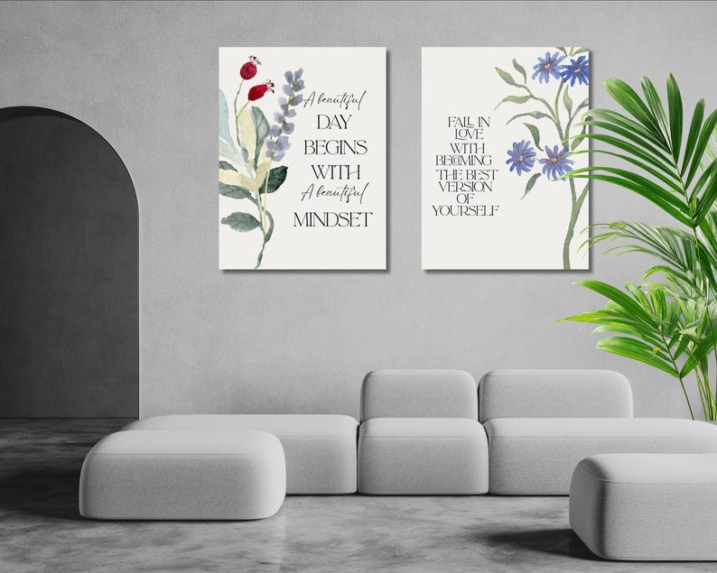 Botanical Affirmation Art Prints, Watercolor Floral Quote (digital ...