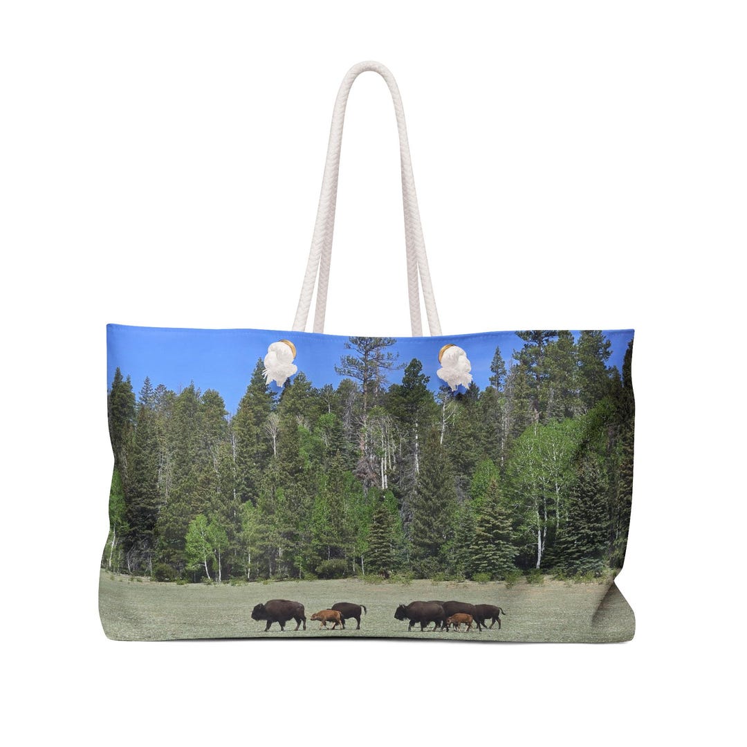 Nature-inspired Weekender Bag: Bison in the Wilderness, Travel Tote ...