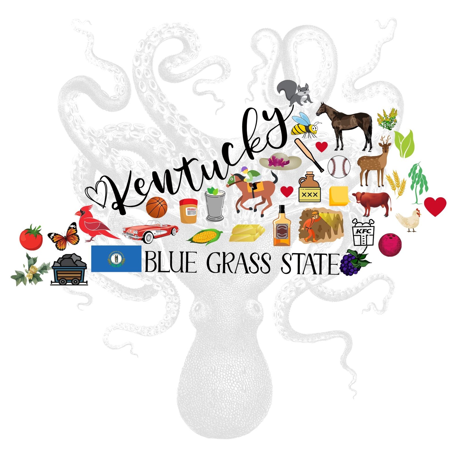 Kentucky Symbols PNG Love Kentucky Favorites Blue Grass State | Etsy