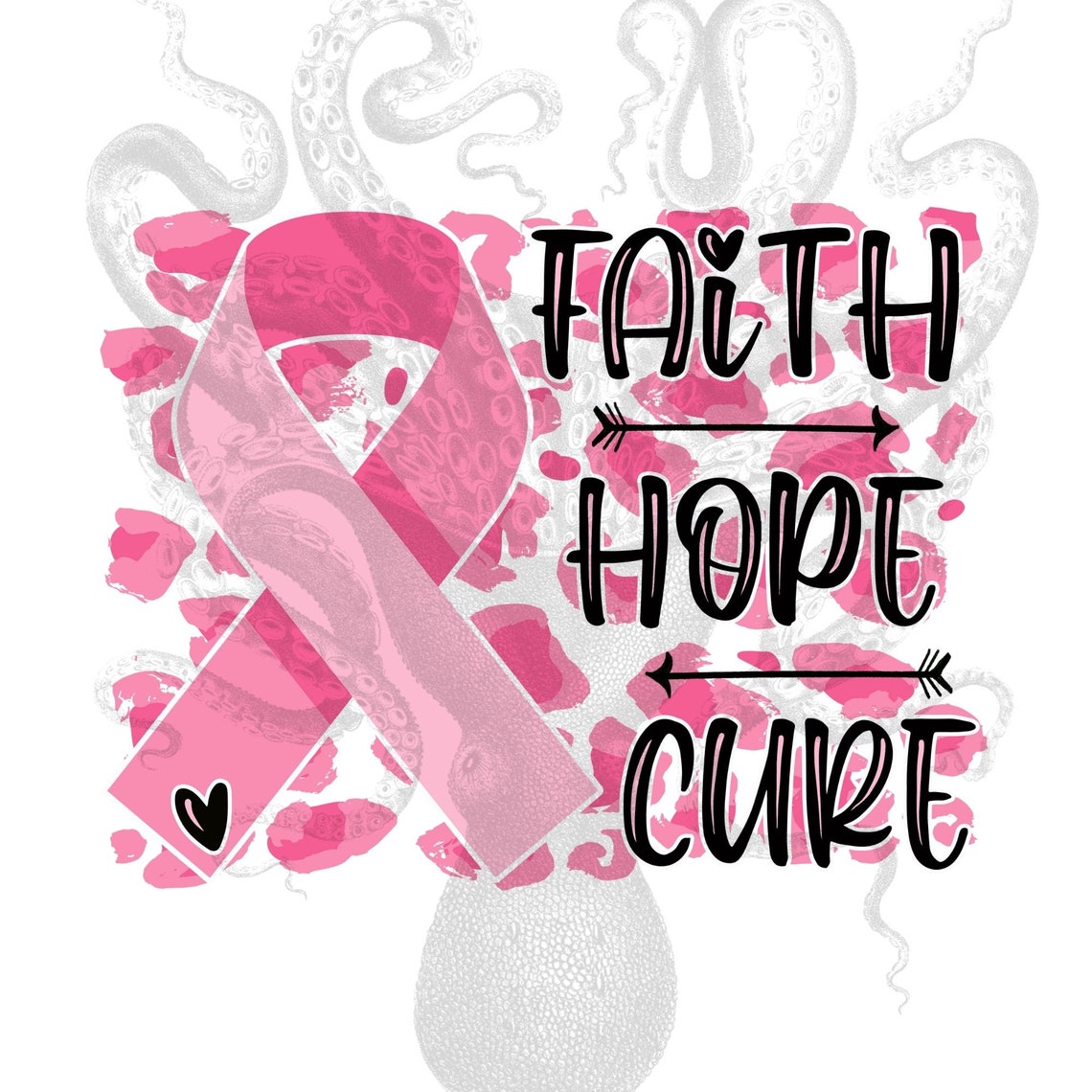 Faith Hope Cure PNG Pink Breast Cancer Awareness Ribbon | Etsy