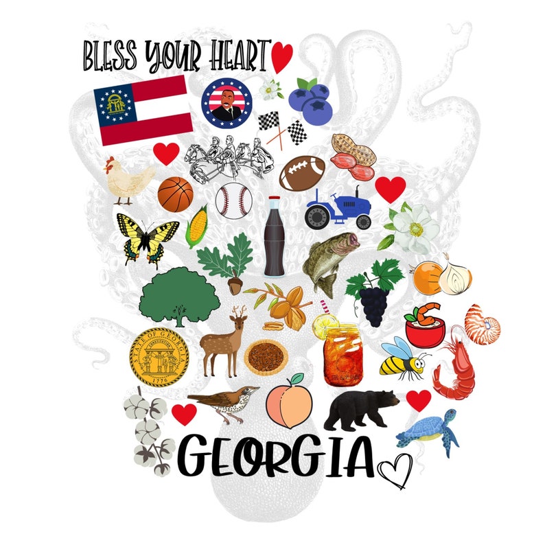 Georgia Symbols PNG Georgia Favorites State Outline Love | Etsy
