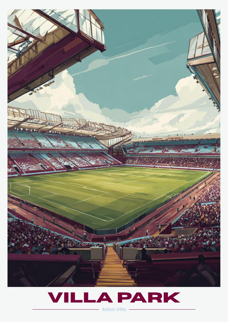 Villa Park Poster - Aston Villa Stadium Wall Art - Modern Football ...