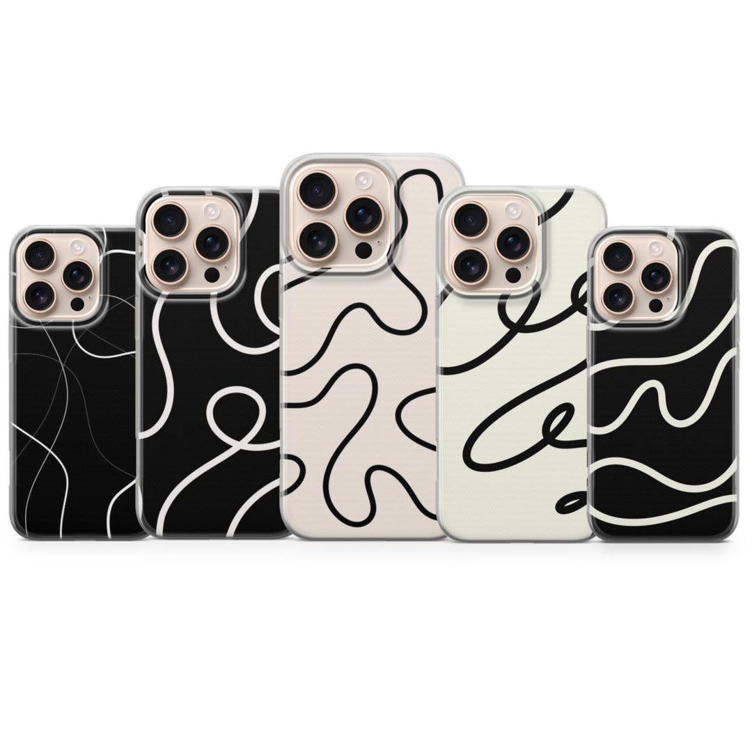 Line Art Phone Case Black and White Cover for iPhone 17 Pro Max, iPhone ...