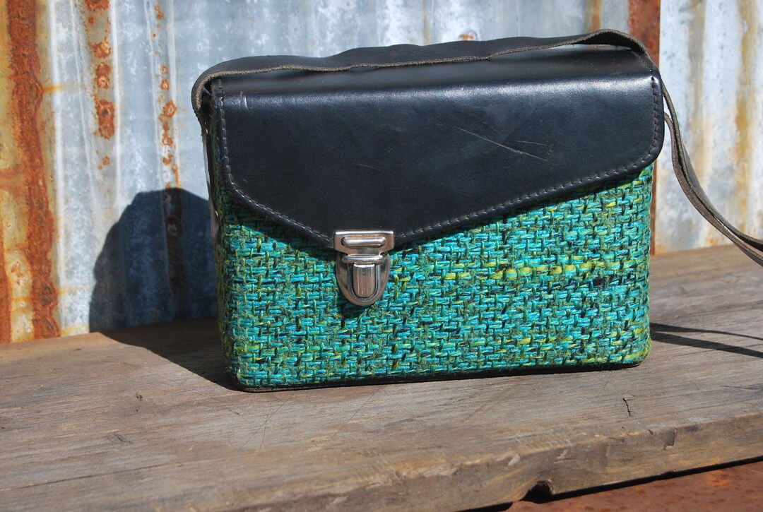 60's Belding Saddle Leather Tweed Camera Case With Voightlander Bessy ...