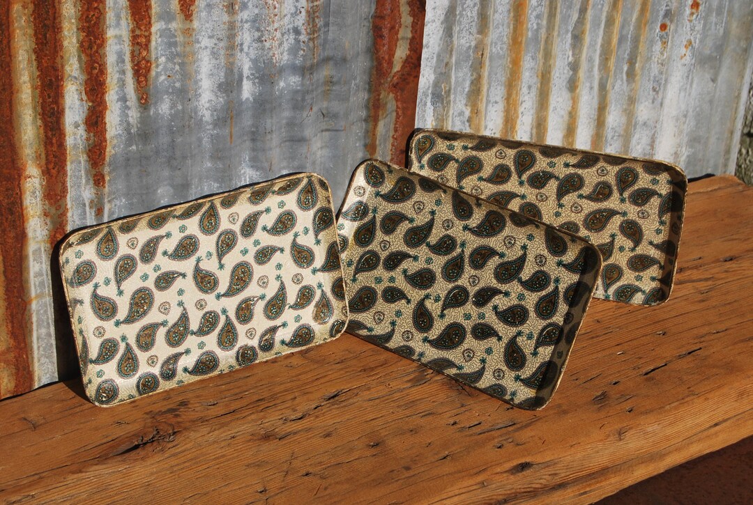 Three Vintage Paper Maché Serving Trays, Highmount Quality Alcohol ...