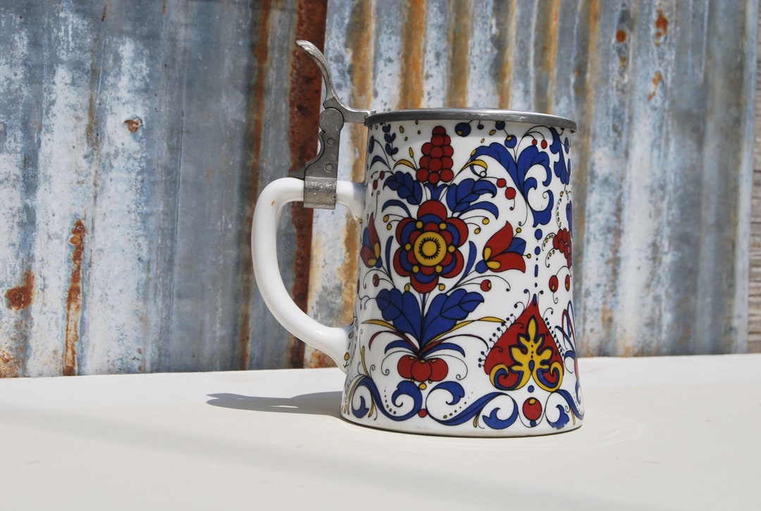 BMF West German Ceramic Beer Stein, BMF Floral Pattern Stein - Etsy