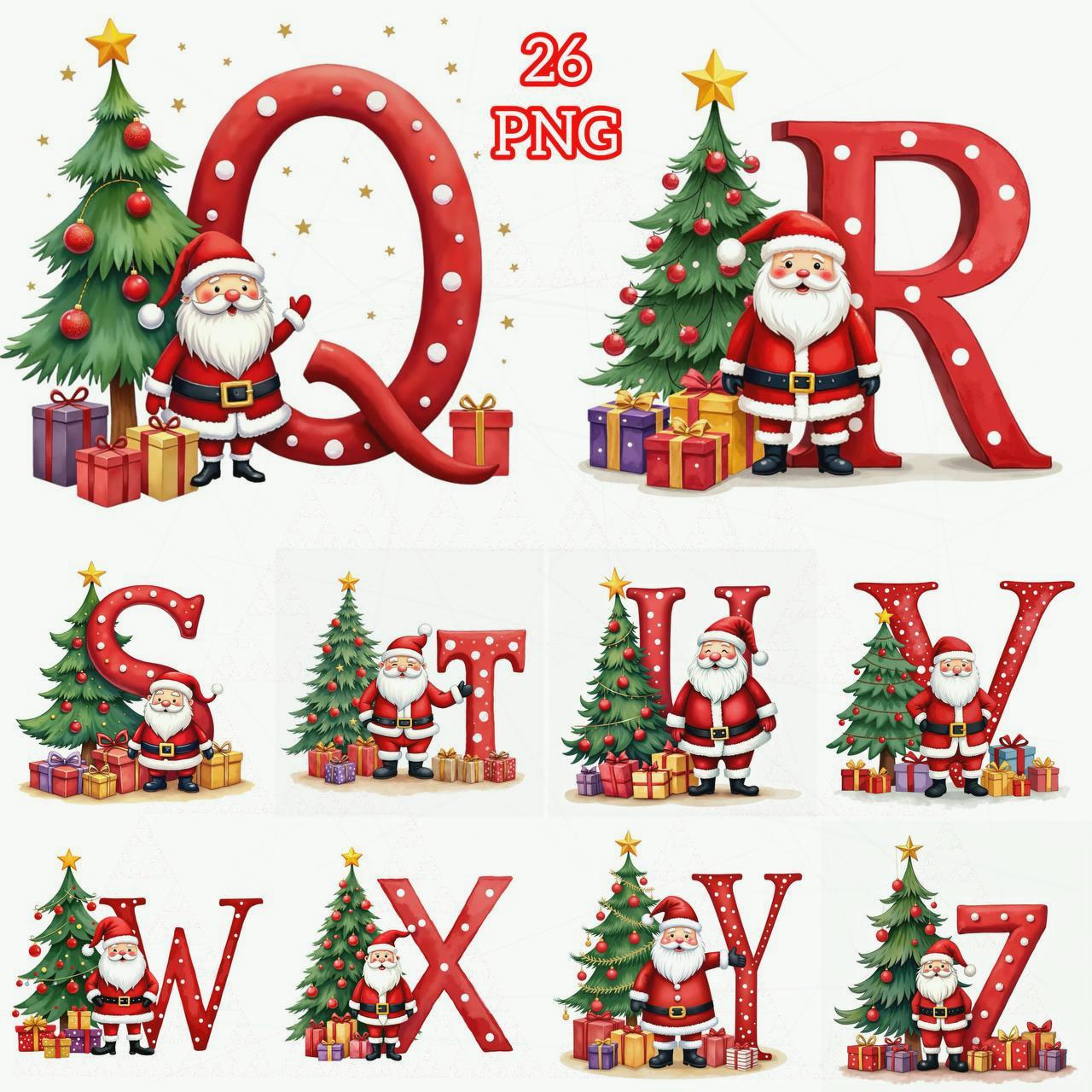 Christmas Alphabet PNG Bundle, Festive Christmas Letters Clipart ...