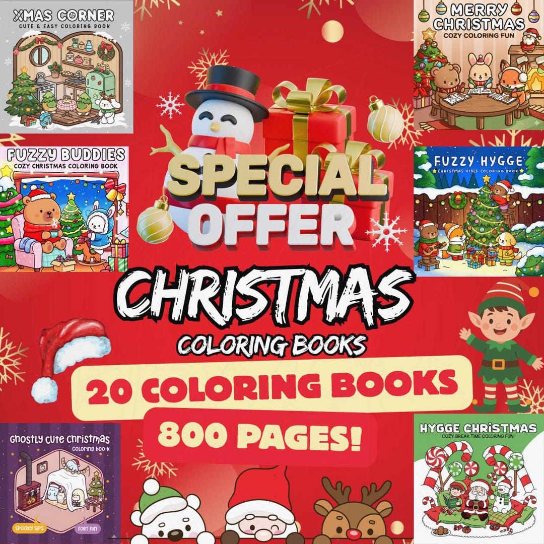 20 Coco Wyo Christmas Coloring Books Bundle 800 Pages Cute Style Bold ...