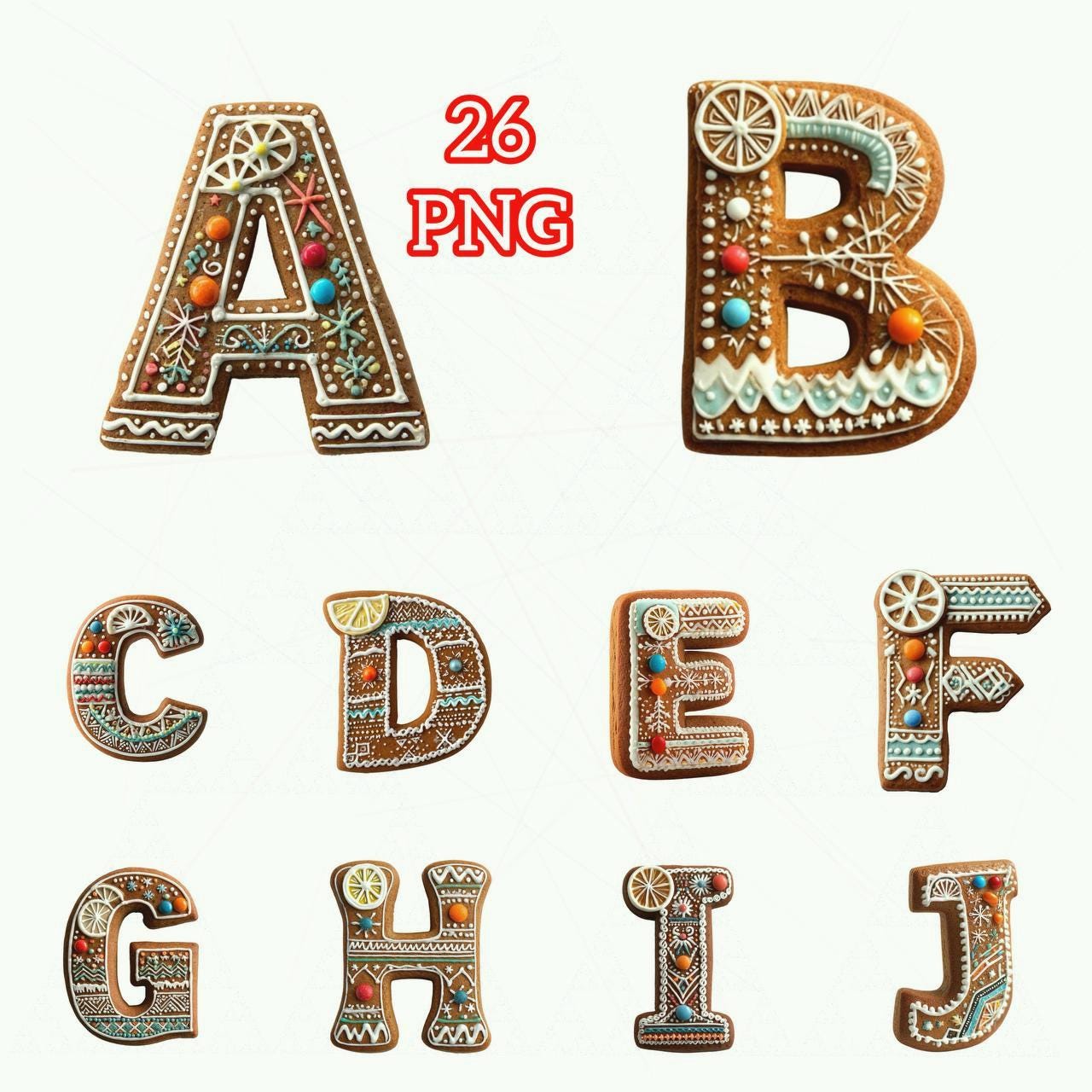 Christmas Alphabet PNG Bundle, Festive Christmas Letters Clipart ...