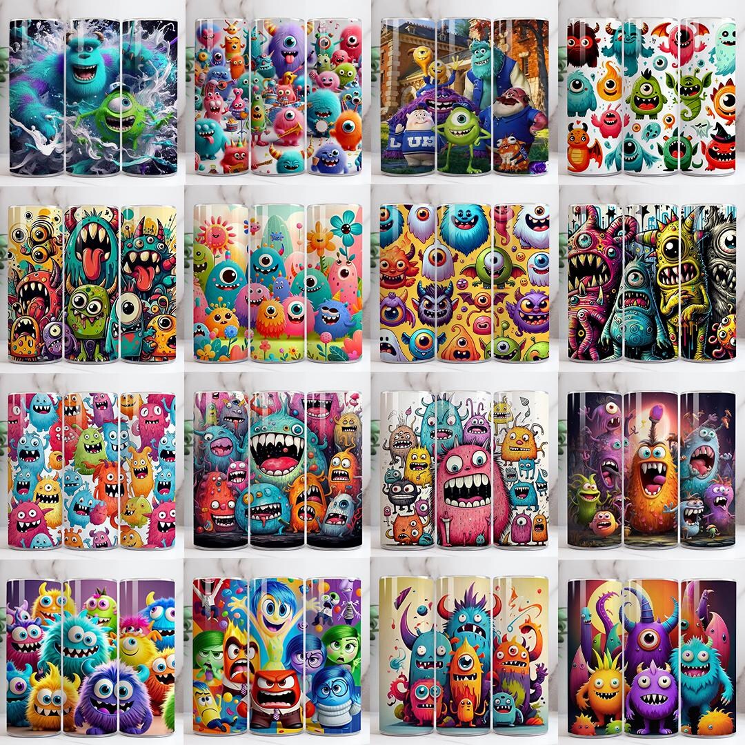 Monsters Tumbler Wrap Png Bundle, Monster Wraps, Straight Monster Cup ...
