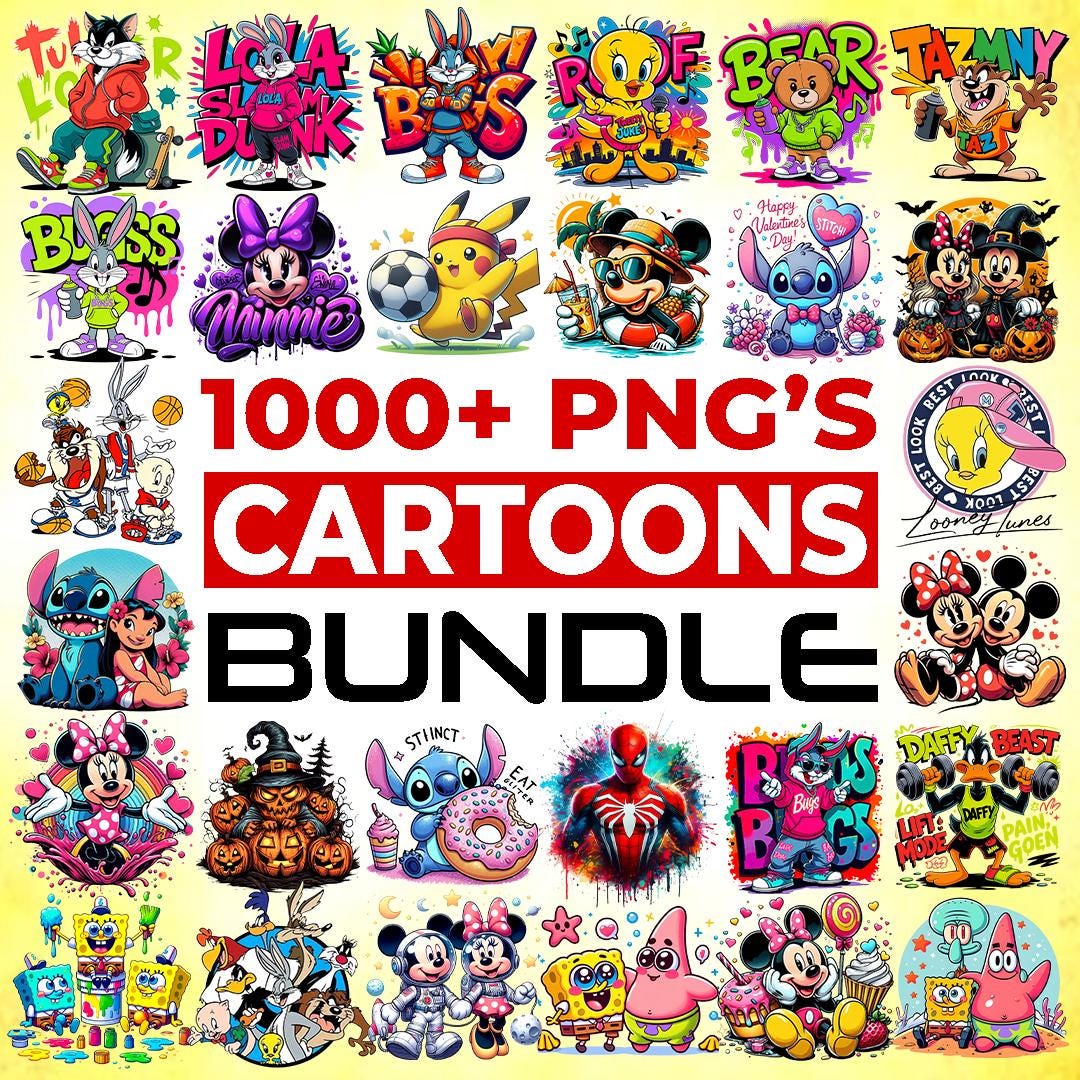 1000+ Cartoon Mega Bundle, Cartoon Characters, Cartoon Png, Cartoon ...