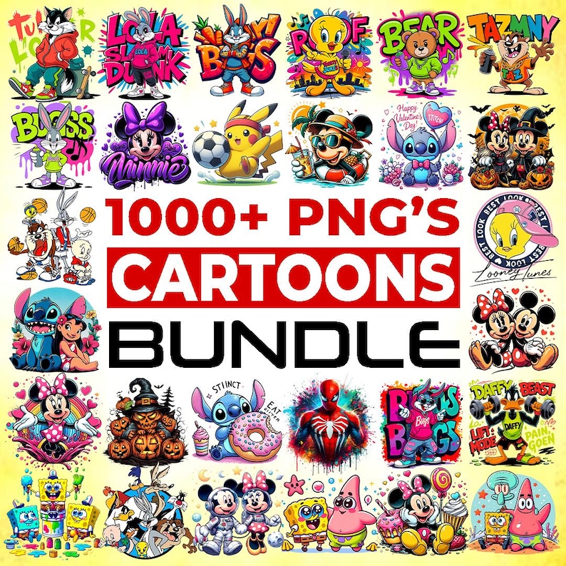 1000+ Cartoon Mega Bundle, Cartoon Characters, Cartoon Png, Cartoon ...