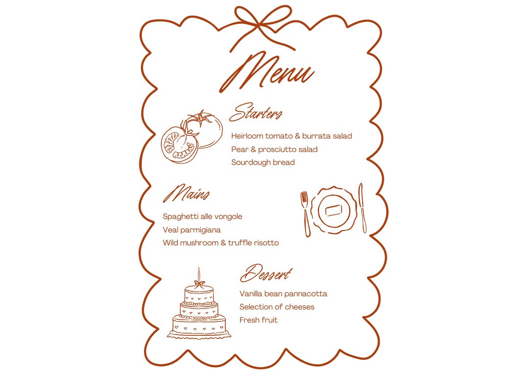 Italian Themed Dinner Menu - Etsy