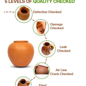 Handmade Terracotta Clay Water Pot With Lid & Cup | Natural Earthenware ...