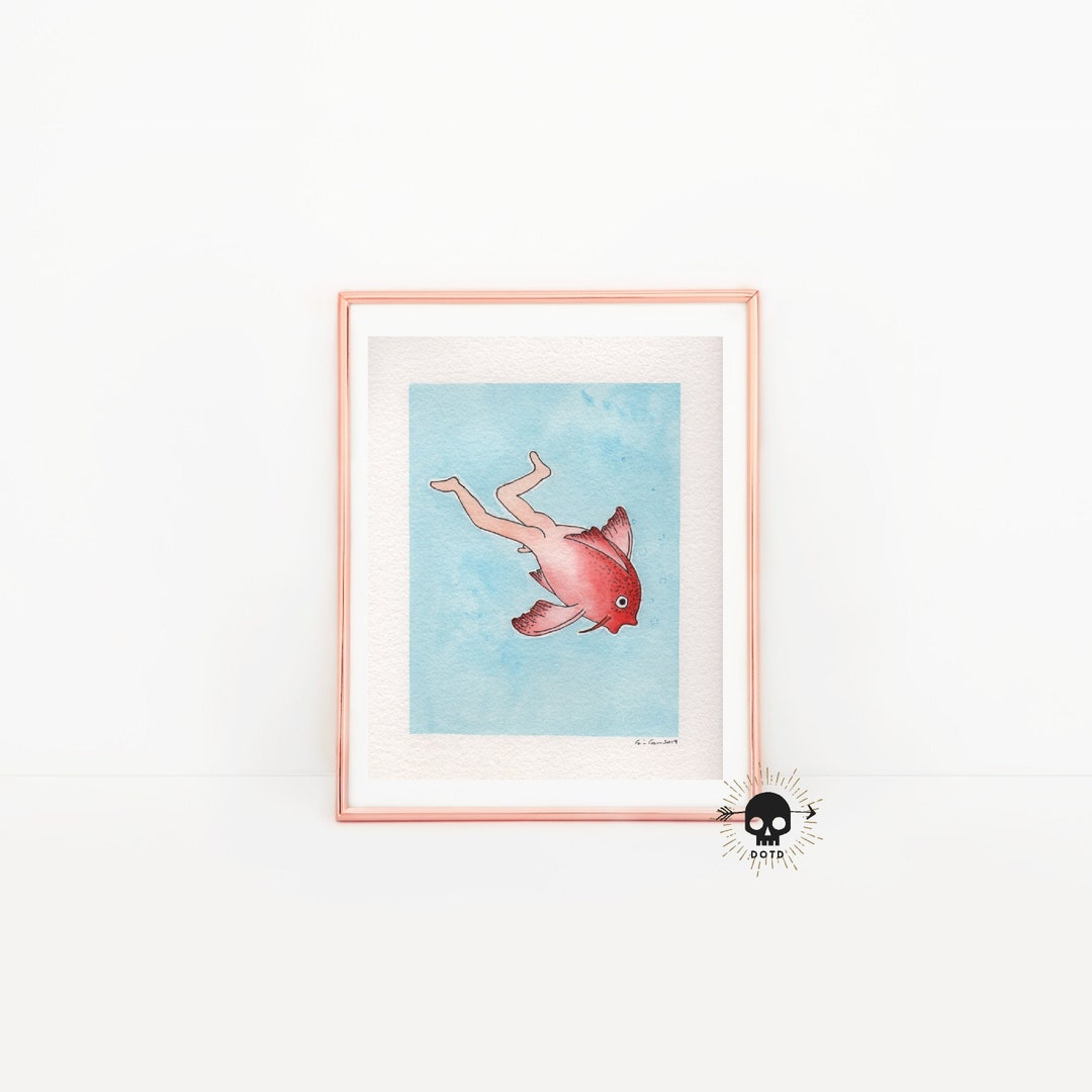 Reverse Merman 8x10 Archival Print Fishboi 1 From Original Watercolor ...