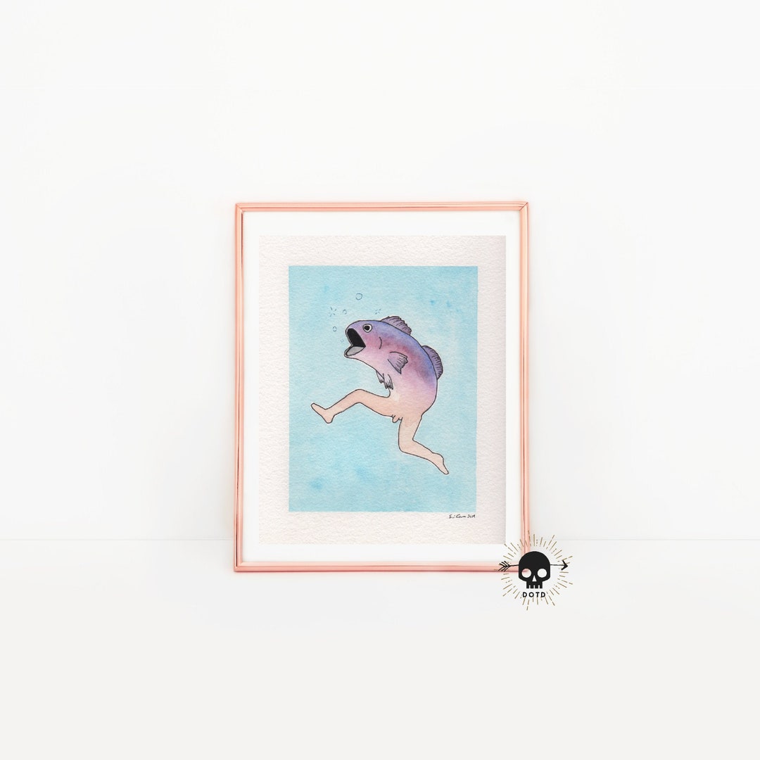 Reverse Merman 8x10 Archival Print Fishboi 2 From Original Watercolor ...