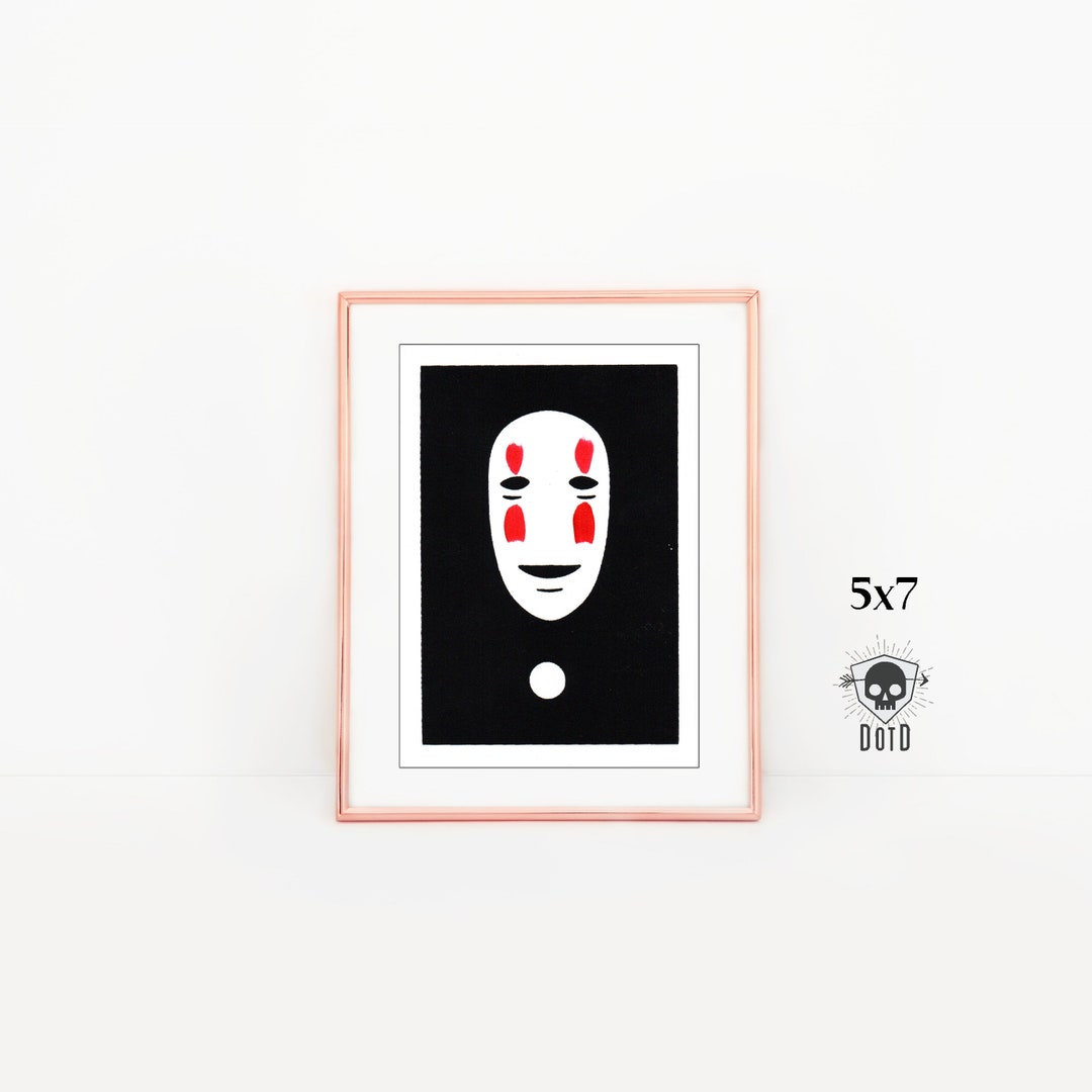 No Face Hand Pulled Art Print 5x7 Paper Print Geek Gift Spirited Away ...