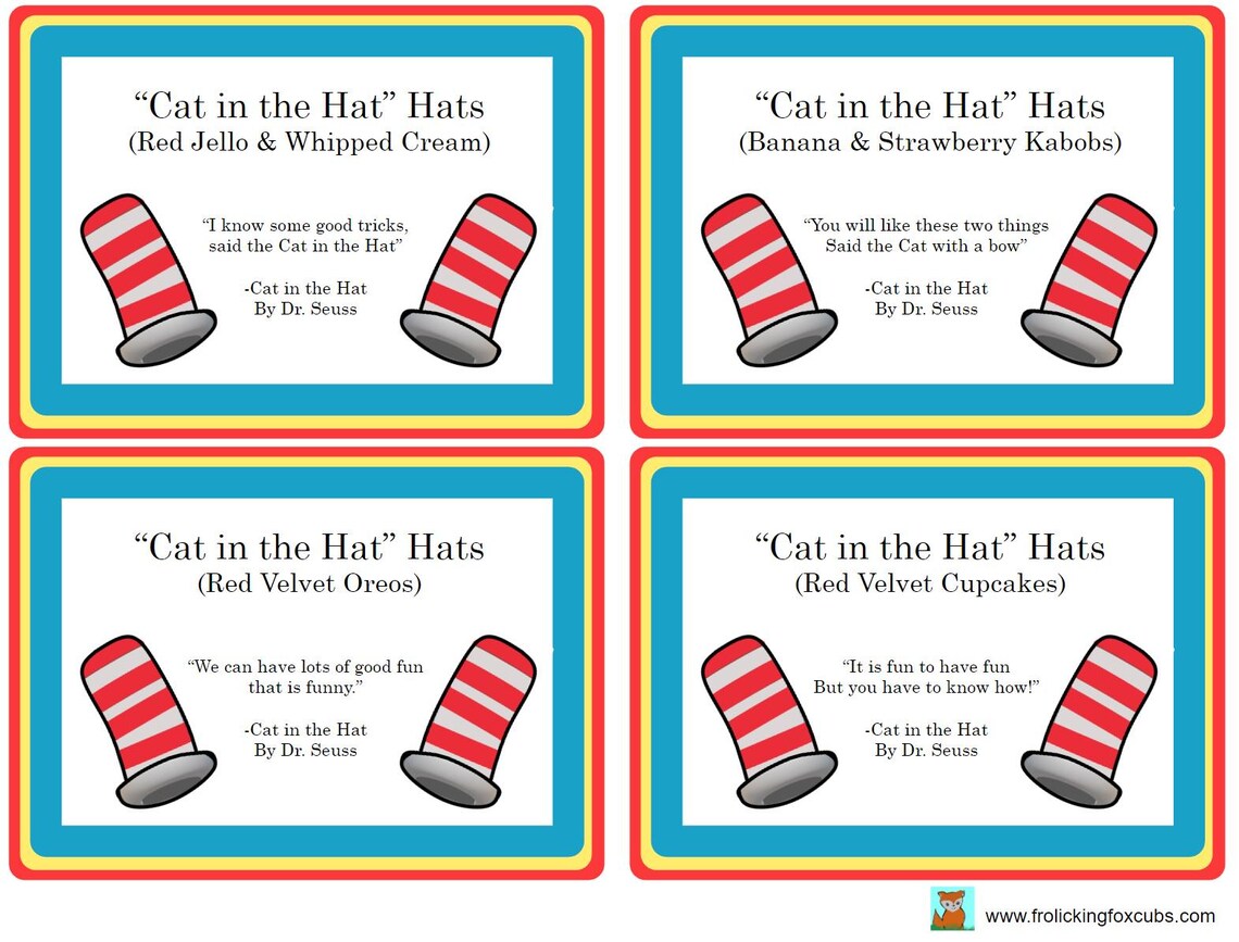 Dr. Seuss Party Printables: Signs, Food Labels, Activities - Etsy
