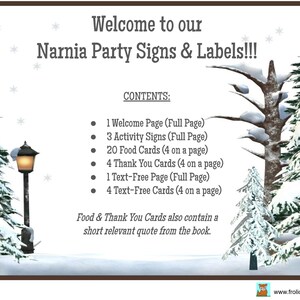 Narnia Party - Party Signs & Food Labels - Etsy