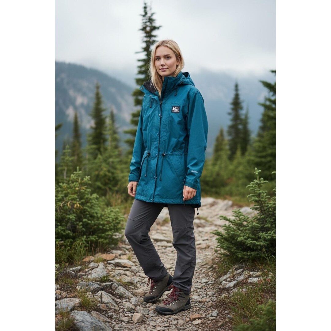 REI Gore-tex Teal Hooded Waterproof Rain Jacket Women's Sz S Outdoor ...
