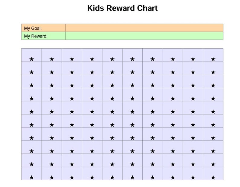 Kids Reward Chart | Printable Star Chart | Goal & Reward Tracker ...