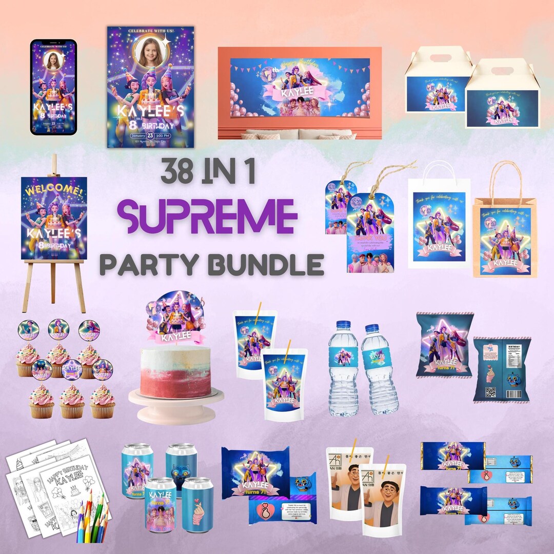 KPOP Demon Hunters Birthday Party Bundle: Editable Canva Templates - Etsy