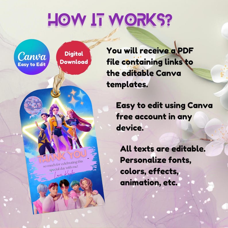 KPOP Demon Hunters EDITABLE Birthday Party Bundle Favors Juice Label ...